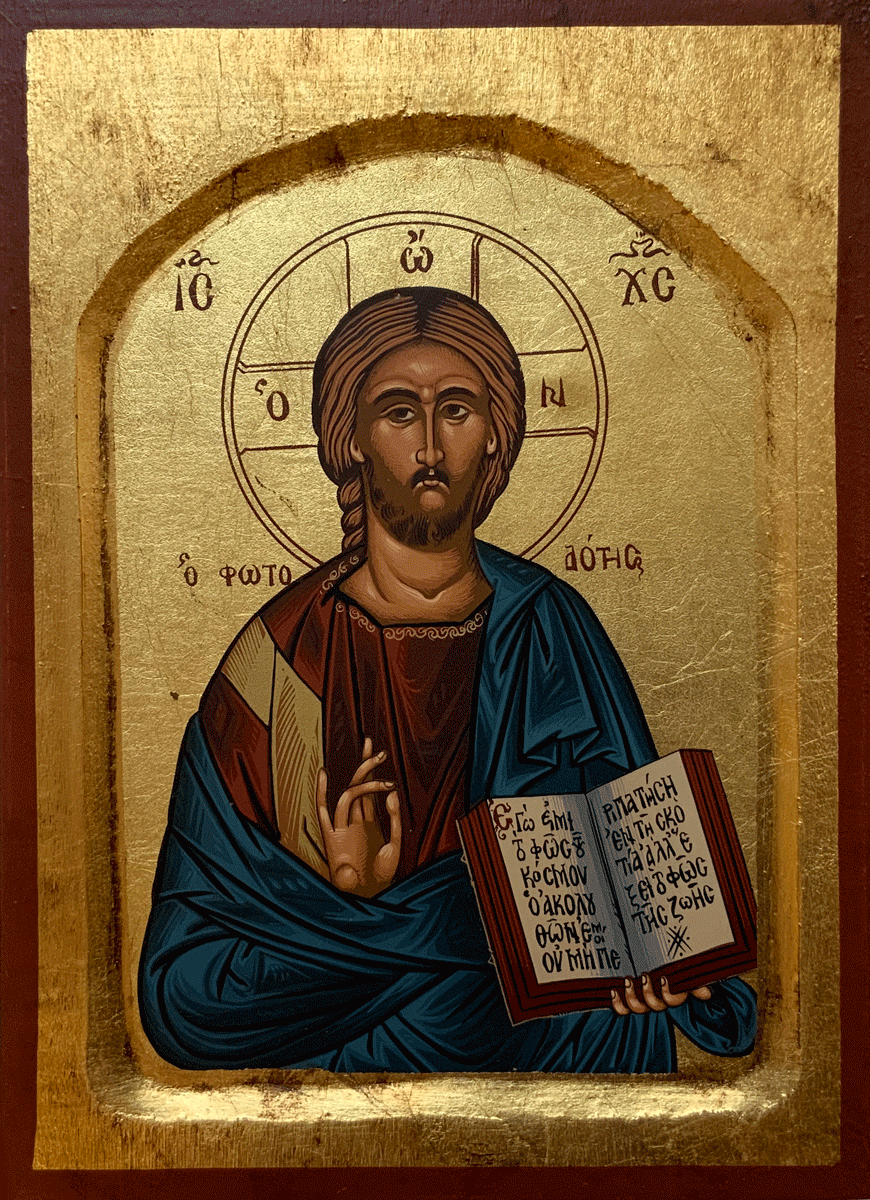 Ikon med Kristus Pantocrator med åben bog - Ikoner - Katolsk Webshop